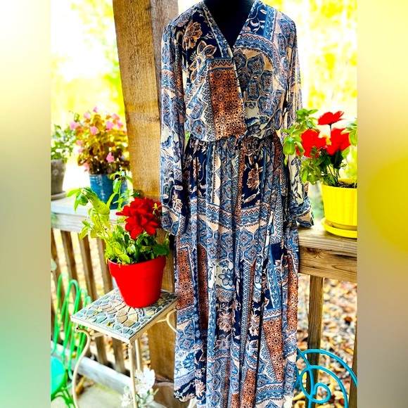 Enfocus Studio | Dresses | Enfocus Woman Chiffon Blue Print Blousy ...